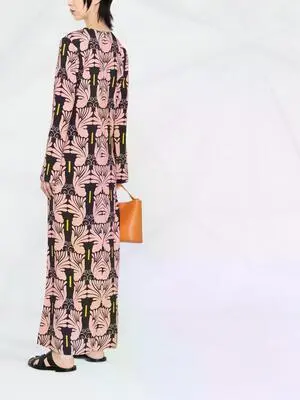 La DoubleJ Graphic-print Long-sleeved Maxi Dress - Pink