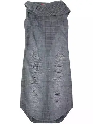 DIESEL® D-mauve Checked Midi Dress With Distressed Finish - Grey