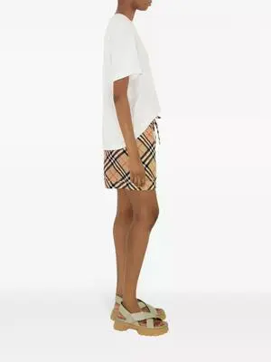 Burberry Check Print Silk Shorts
