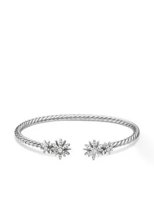 David Yurman Sterling Starburst Diamond Open Cuff Bracelet
