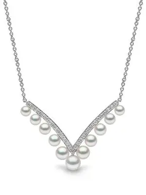 Yoko London 18kt White Gold Akoya Pearl And Diamond Necklace - Silver