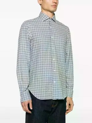 BARBA NAPOLI Fine-check Cotton Flannel Shirt