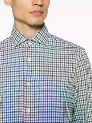 BARBA NAPOLI Fine-check Cotton Flannel Shirt