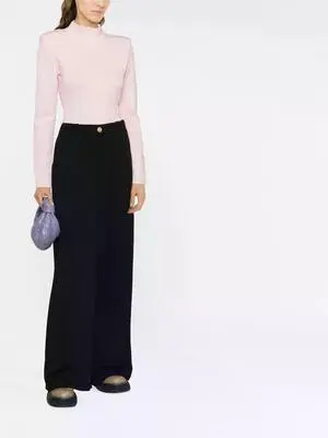 Balmain High-waisted Palazzo Pants With Belt Loops - Black