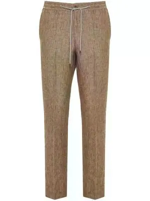 Corneliani Drawstring Linen Trousers - Brown