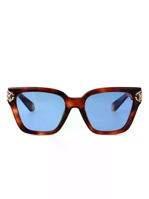 Roberto Cavalli Logo Plaque Square Frame Sunglasses - Brown