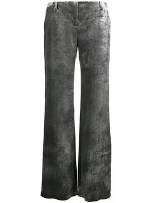 Alberta Ferretti Crushed Velvet Wide-leg Trousers