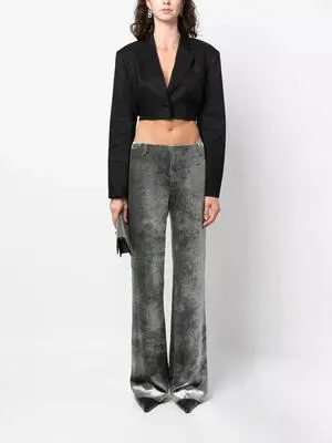 Alberta Ferretti Crushed Velvet Wide-leg Trousers