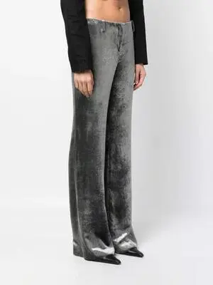 Alberta Ferretti Crushed Velvet Wide-leg Trousers