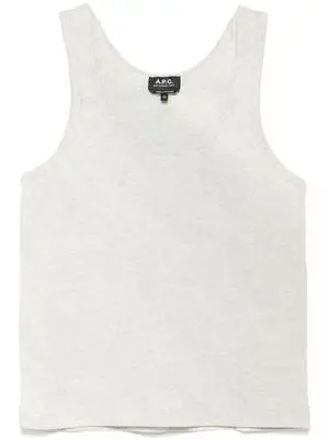A.p.c. Scoop Neck Sleeveless Tank Top With Rear Logo Patch - Grey