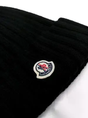 Moncler Ribbed-knit Beanie With Faux-fur Detail - Black
