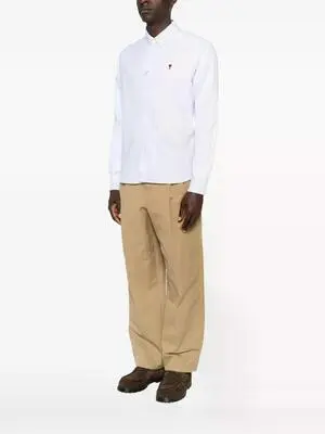 AMI Paris De Coeur Striped Button-down Cotton Shirt