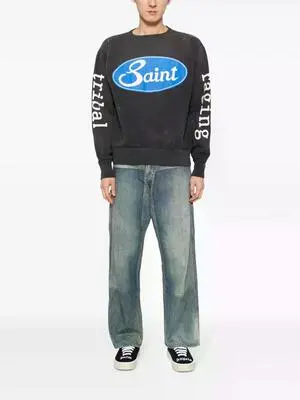 SAINT MXXXXXX Logo-print Cotton Sweatshirt - Grey