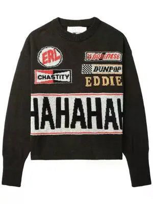 ERL Slogan Intarsia Jumper - Black