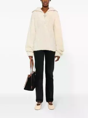 AMI Paris Brushed Merino Wool Blend Half-zip Jumper