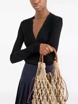 Prada Ribbed-knit Cardigan With V-neck