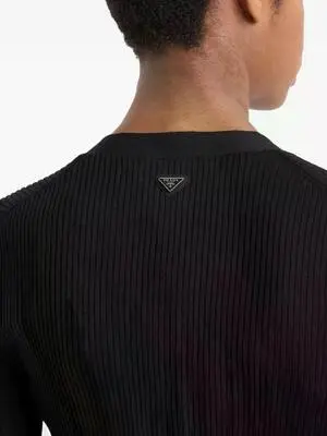 Prada Ribbed-knit Cardigan With V-neck