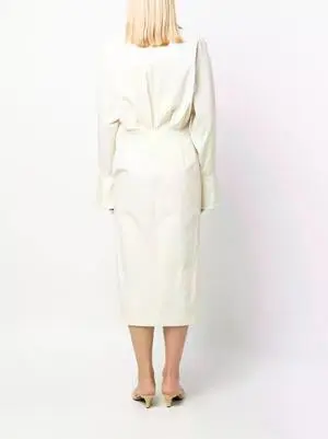 Bally Silk Dress With Peak Lapels And Flute Sleeves