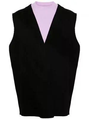 JIL SANDER Two-tone Layered Knitted Vest
