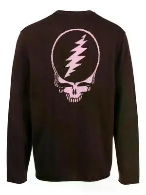 JAMES PERSE Cashmere Skull Intarsia Knit Jumper - Brown