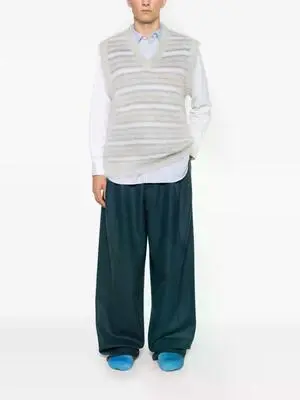 Marni Mohair Blend Striped Knitted Vest - Grey
