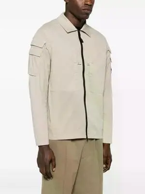 Stone Island Compass-patch Zip-up Shirt Jacket - Neutrals