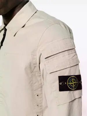 Stone Island Compass-patch Zip-up Shirt Jacket