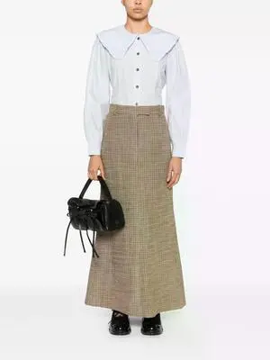 GANNI Cotton Puritan Collar Shirt - Blue