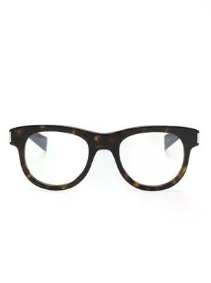 Saint Laurent Tortoiseshell-effect Round-frame Glasses - Brown