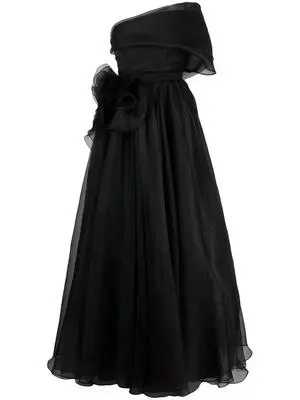 ANA RADU One-shoulder Draped Maxi Dress - Black