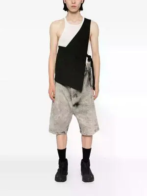 Boris Bidjan Saberi Acid Wash Denim Drop Crotch Shorts