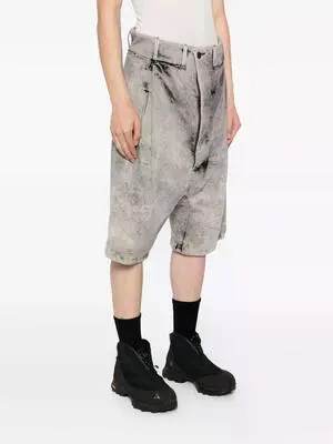 Boris Bidjan Saberi Acid Wash Denim Drop Crotch Shorts