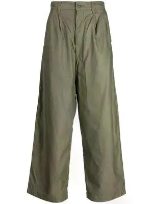 Comme Des Garçons Pleated Cropped Cotton Trousers
