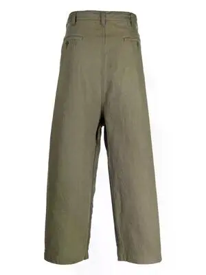 Comme Des Garçons Pleated Cropped Cotton Trousers