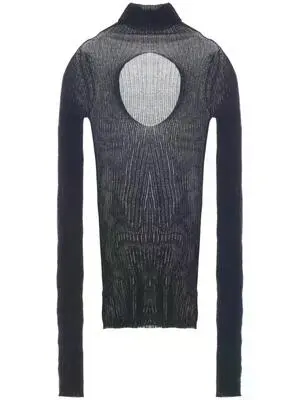 QUIRA High-neck Ribbed-knit Jumper With Cut-out Detailing - Black