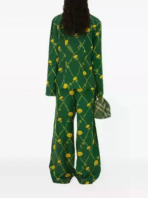 Burberry Dandelion Floral-print Silk Flared Trousers