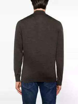 Corneliani Wool Zip Neck Sweater - Brown