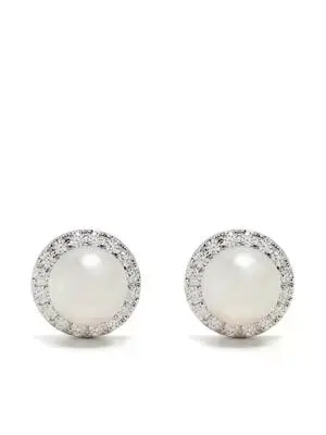 TASAKI 18kt White Gold Akoya Diamond Earrings - Silver