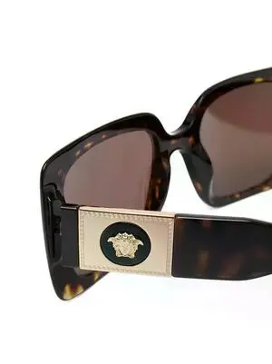 Versace Square Frame Tortoiseshell Effect Sunglasses
