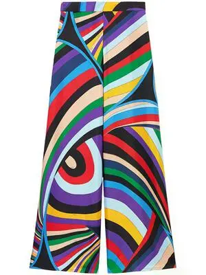 Emilio Pucci Graphic Print Silk Wide Leg Trousers - Purple