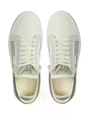GIUSEPPE ZANOTTI Panelled Leather Sneakers - Grey