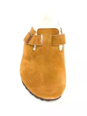 BIRKENSTOCK Shearling Lined Suede Slippers - Brown