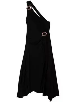 Sonia Rykiel Paris Asymmetric Midi Dress With Lips Hardware - Black