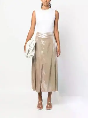 Peserico Laminated Twill Midi Skirt