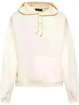 GIUSEPPE ZANOTTI Logo-embroidered Drawstring Hoodie - Neutrals