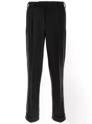 PT TORINO Virgin Wool Pleat Detail Trousers - Black