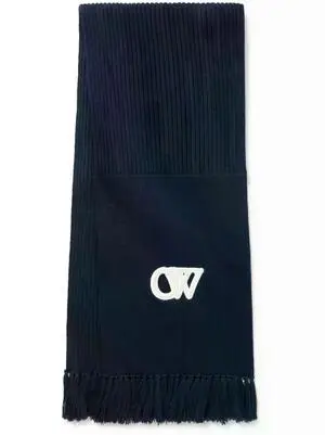 Off-White Ow-motif Wool Scarf - Black