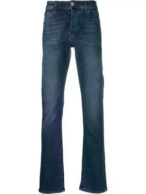 BILLIONAIRE Logo Embroidered Straight-leg Jeans - Blue