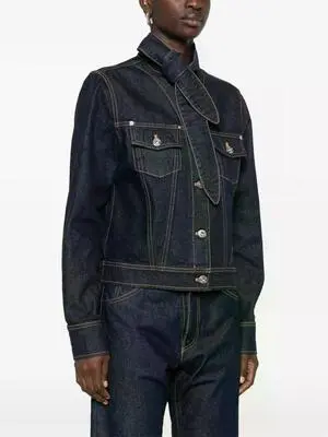 LANVIN Indigo Denim Pussy-bow Collar Jacket