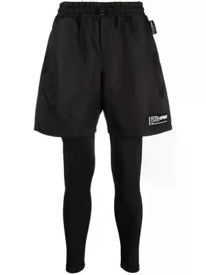 PLEIN SPORT Layered Running Shorts - Black